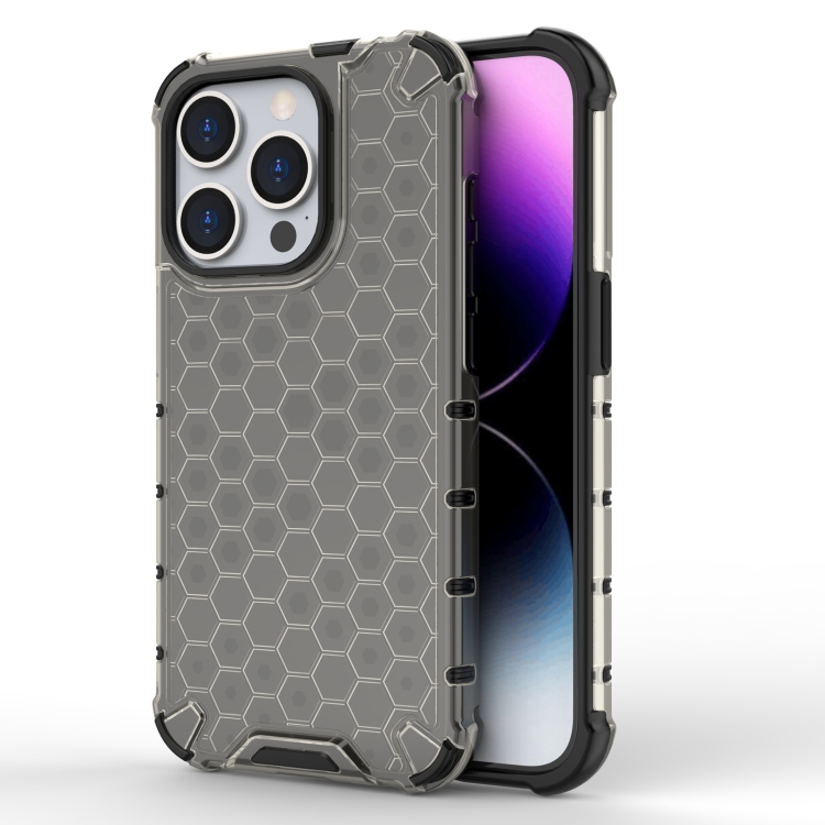 For iPhone 15 Pro Max Honeycomb Phone Case(Black)