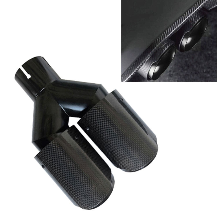 Car Glossy Equal Length Type Y-type Double Outlets Carbon Fiber Exhaust ...