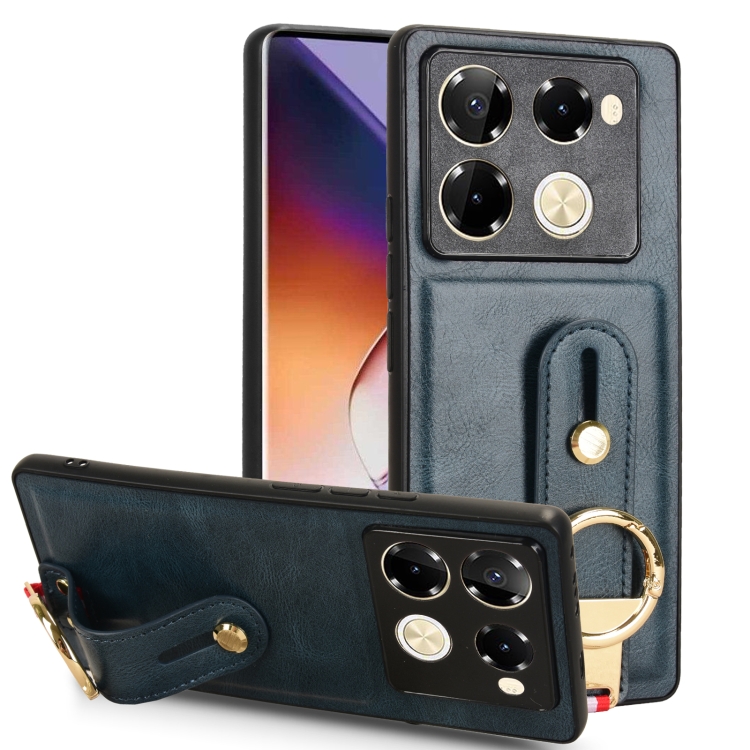 Infinix Note 40 Pro+ 5G X6851B용 손목밴드 가죽 후면 휴대폰 케이스(블루)
