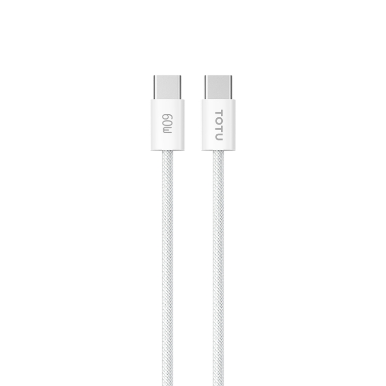 TOTU CB-10-CC 60W USB-C / Type-C - Type-C 실리콘 편조 데이터 케이블, 길이:1.2m(흰색)