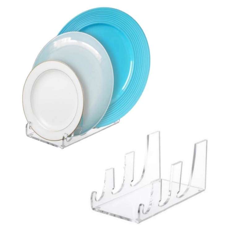 Single Pack Acrylic Transparent Plate Storage Rack Tableware Display Stand