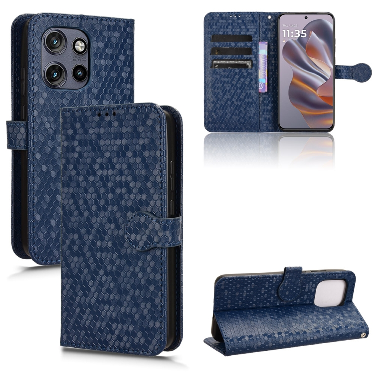 Funda de cuero con textura de puntos en forma de panal para Motorola ...