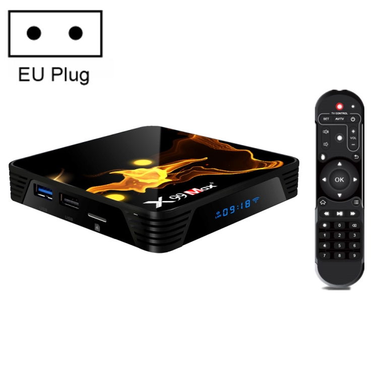 X99 Max+ 8K Smart TV Box, Android 9.0, Amlogic S905X3 Quad-Core Cortex-A55,4GB+64GB, Support LAN ...