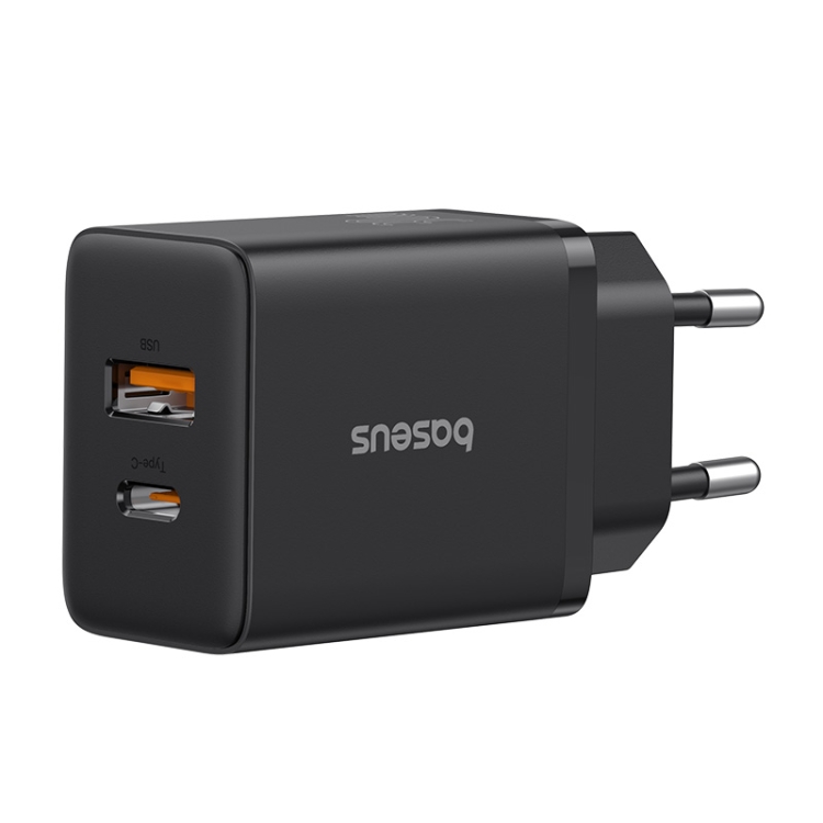 Baseus PD 30W USB + USB-C / Type-C Cube Fast Charger, EU Plug(Black)