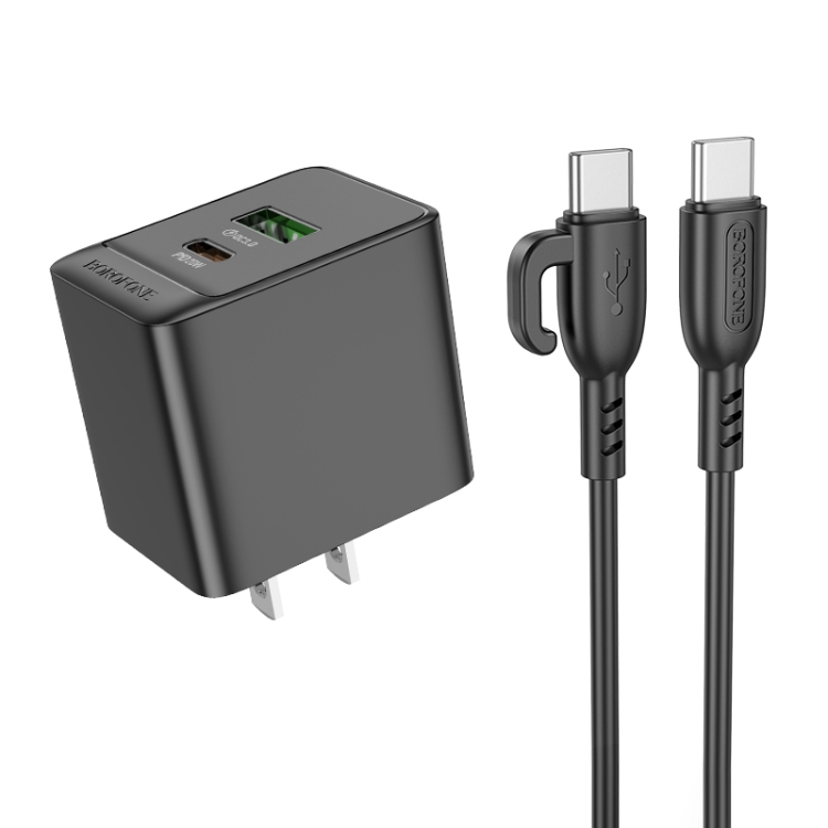BOROFONE BAS14 Erudite PD 20W + QC 3.0 Dual Port Charger with 1m Type-C ...