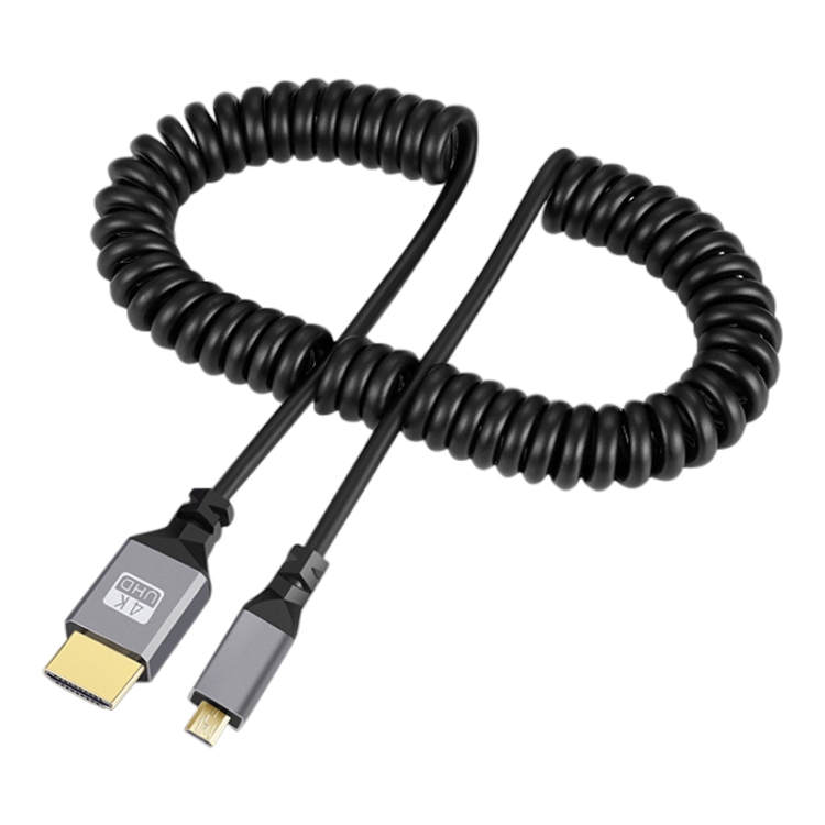 HDMI Type-A to HDMI Type-D HDMI OD4.0 Spring Cable, Length: 0.5m~2.4m ...