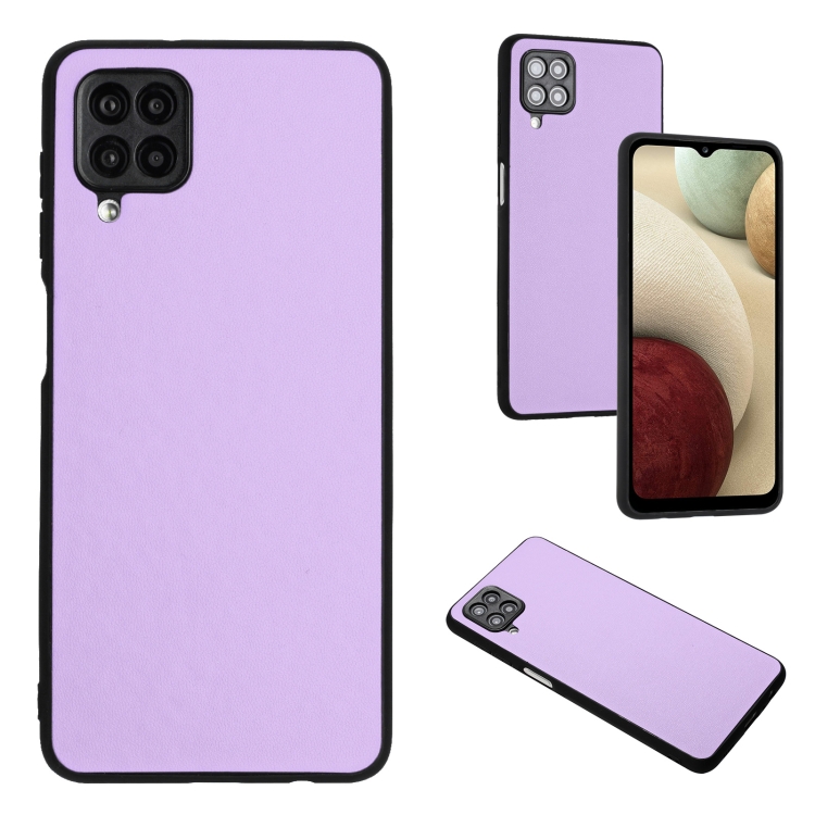 สำหรับ Samsung Galaxy A12 R20 โทรศัพท์ลายหนังเคสเดียว (สีม่วง)
