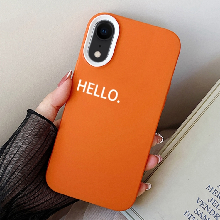 สำหรับ iPhone XR HELLO Word PC เคสโทรศัพท์ TPU แบบไฮบริด (สีส้ม)