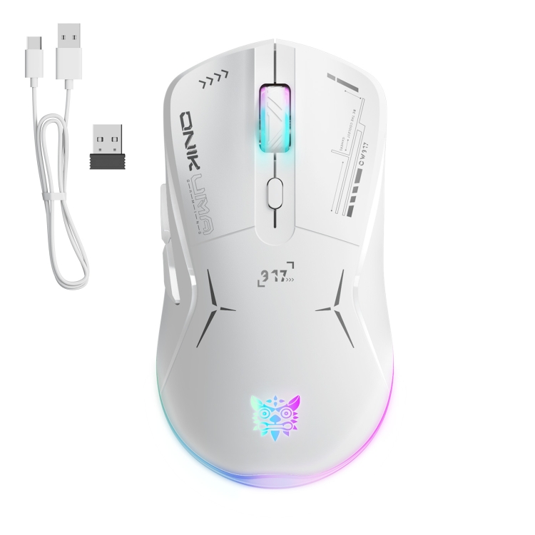 ONIKUMA CW917 RGB 4800DPI modo duplo com fio + mouse sem fio 2,4 GHz (branco)