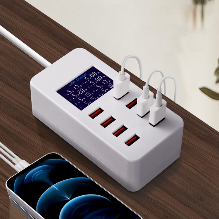 A8B 50W 8 Ports USB Smart Charging Station with Digital Display, Plug ...