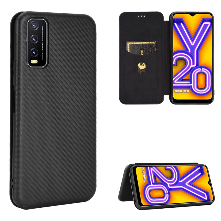 For Vivo Y20 / Y20i (Indian) Carbon Fiber Texture Horizontal Flip TPU ...