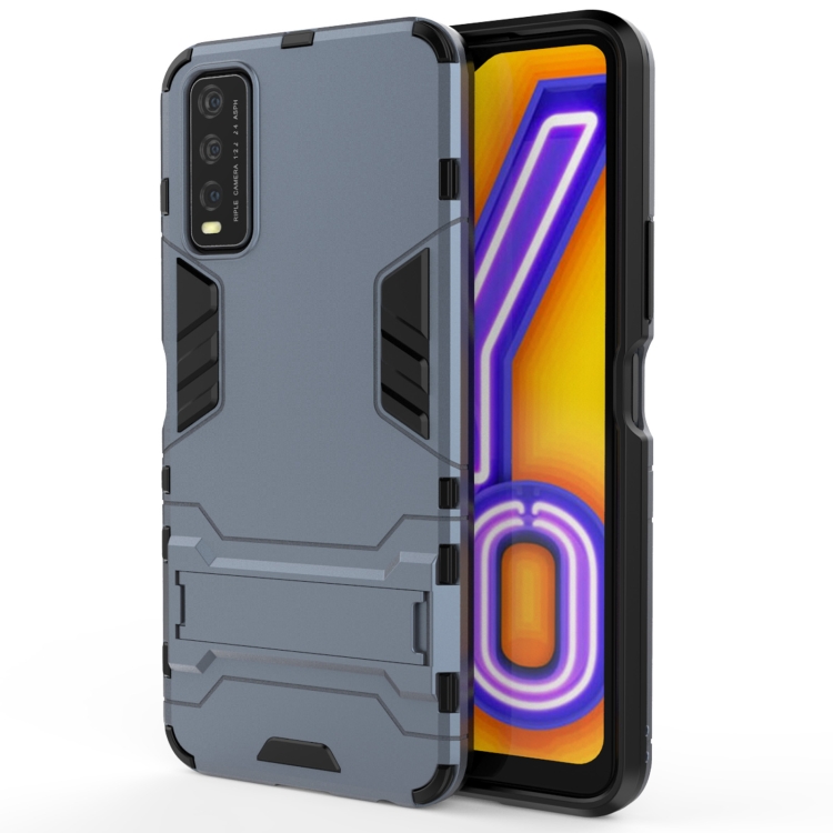 สำหรับ Vivo Y20 PC + TPU เคสกันกระแทกพร้อมตัวยึด (สีน้ำเงินกรมท่า)