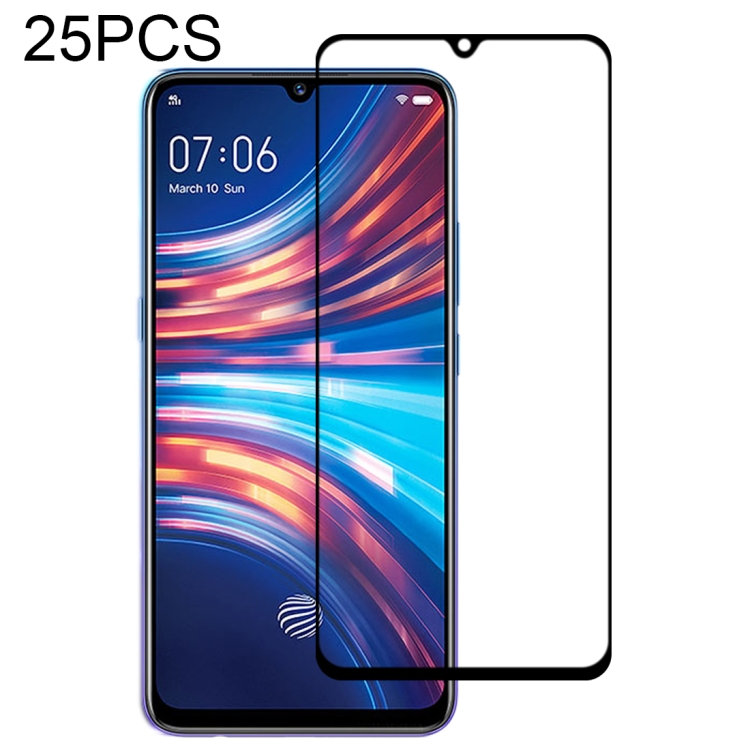Vivo Y7s 25 PCS 전체 접착제 전체 화면 강화 유리 필름