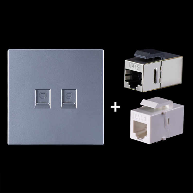 CAT.6 Shielded Pass-through Network Module, Dual Ports Panel + Shielded ...