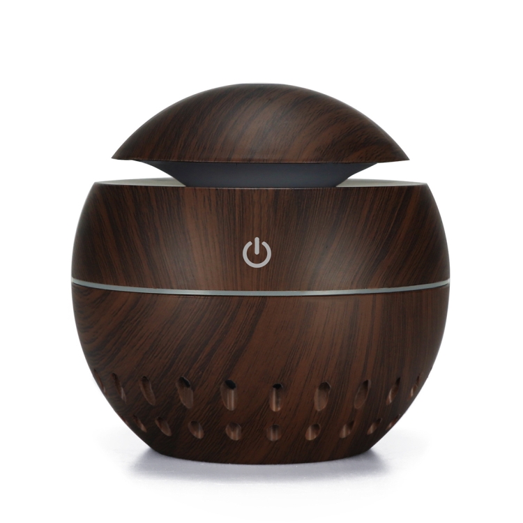 Wood Grain USB Hollowed-out Humidifier Seven Color Aromatherapy Lamp ...