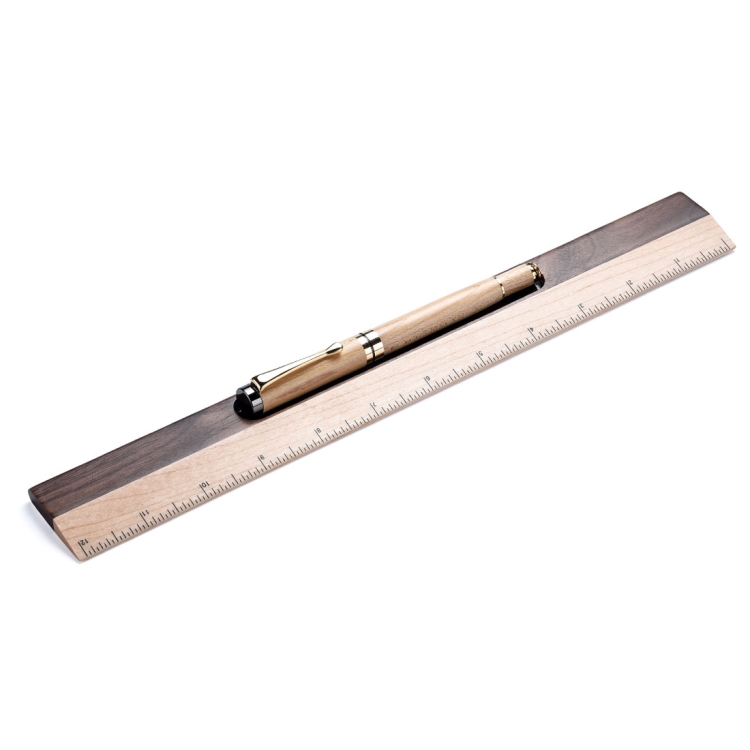 SamDi Wooden Craft Ruler with Pen Holder