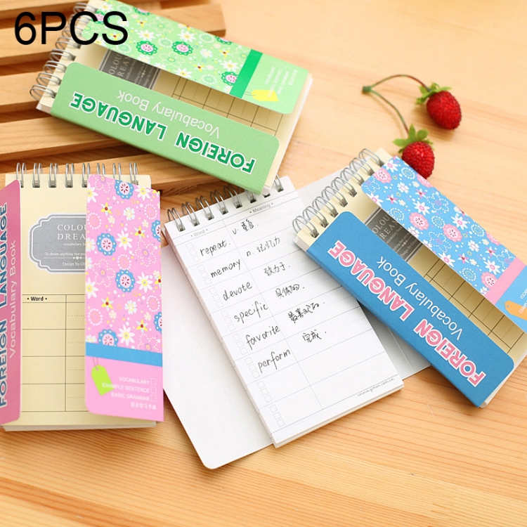 6 PCS 100 Sheets Coil Book Vocabulary Notebook Word Notepad Writing ...