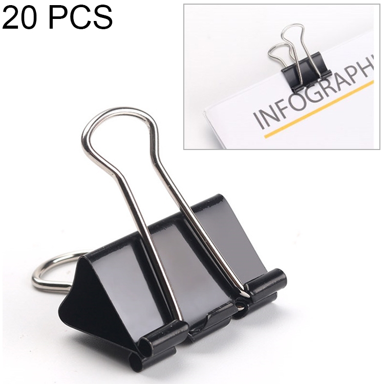 20PCS 51mm Black Metal Clip Notes Letter Paper Clip Office Bind