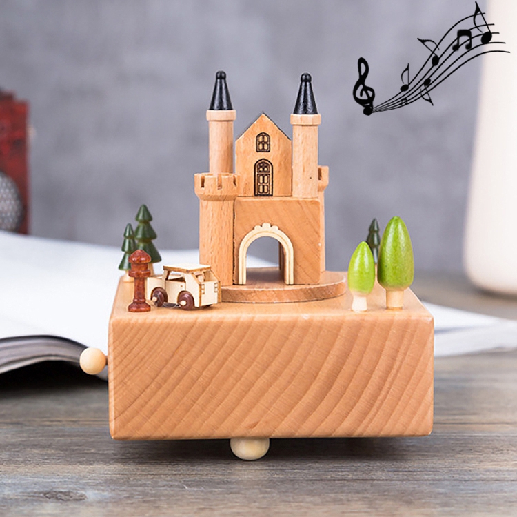 Castle Shape Home Decor Originality Wooden Musical Boxes