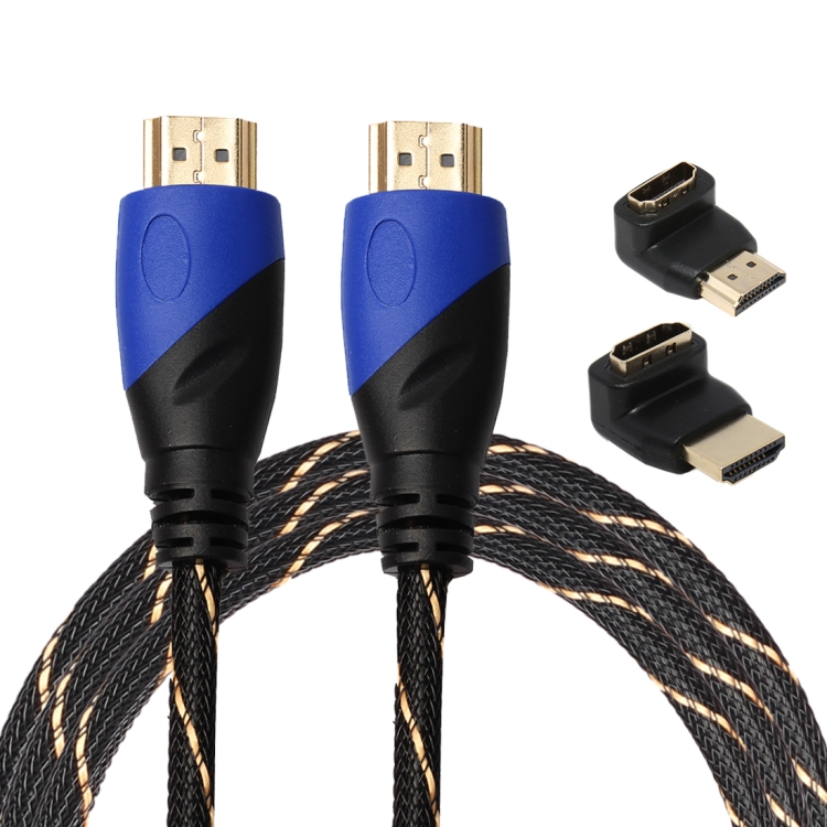 1.8m HDMI 1.4 Version 1080P Woven Net Line Blue Black Head HDMI Male to ...