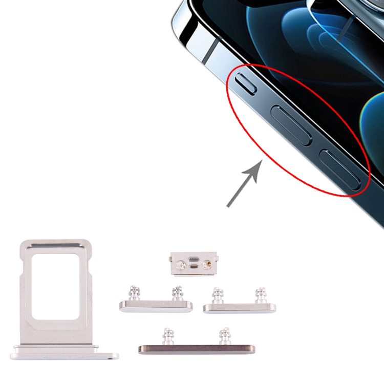 ถาดซิมการ์ด + ปุ่มด้านข้างสำหรับ iPhone 12 Pro Max (สีขาว)