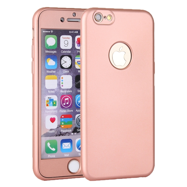 สำหรับ iPhone 6 และ 6s 360 องศากันกระแทกน้ำมันพวยซิลิโคนเคสหลัง + ฝาครอบพีซีเคสกันกระแทก (Rose Gold)