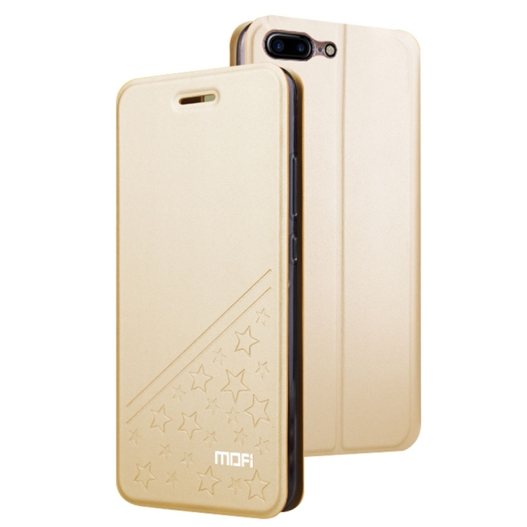 MOFI สำหรับ iPhone 8 Plus และ 7 Plus PU รูปแบบดาวห้าแฉกซองหนังพลิกแนวนอนพร้อมตัวยึด (สีทอง)
