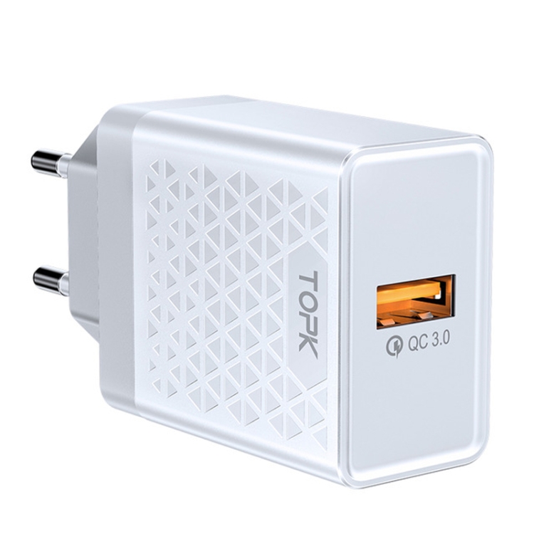 TOPK B154Q 18W Quick Charging USB Charger Travel Adapter (White)