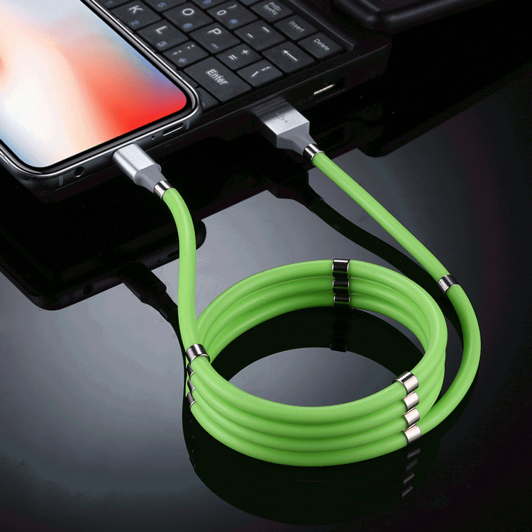 USB to 8 Pin Luminous Magnetic Attraction Data Cable, ความยาว: 1 ม. (สี ...
