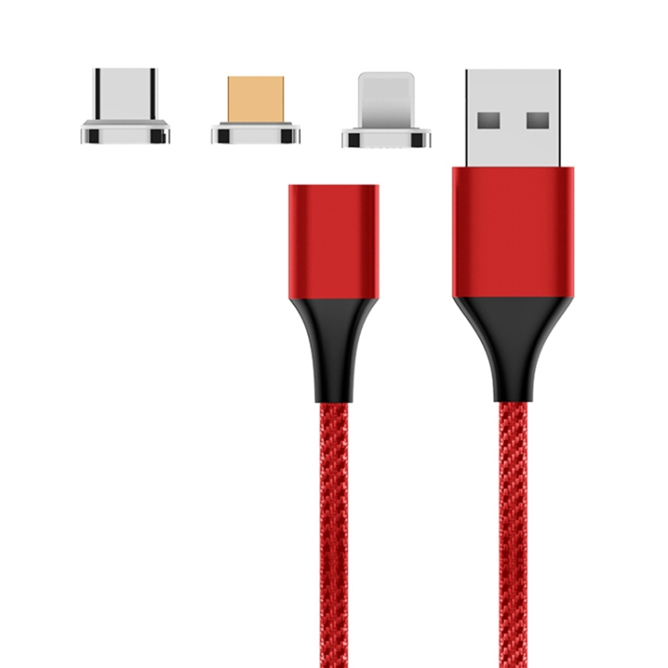 M11 3 in 1 5A USB เป็น 8 พิน + Micro USB + USB-C / Type-C ไนล่อนถักสาย ...