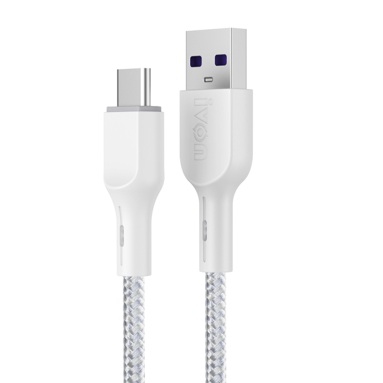 Ivon CA85 Type-C / C Super Fast Charging สายเคเบิลข้อมูลความยาว: 1M (สีขาว)