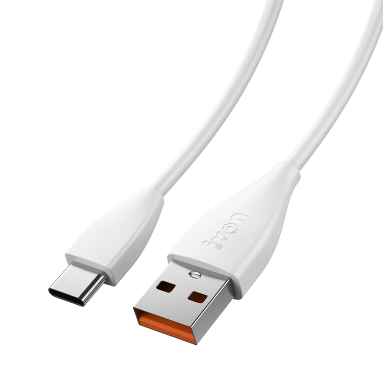 IVON CA87 USB to USB-C / TYPE-C TPE 고속 충전 데이터 케이블, 케이블 길이 : 1M (흰색)