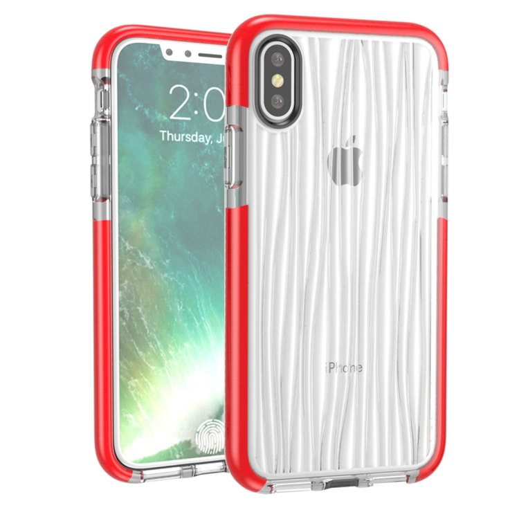 For iPhone X / XS D30+TPU Moire Pattern Phone Protective Back Case (Red)