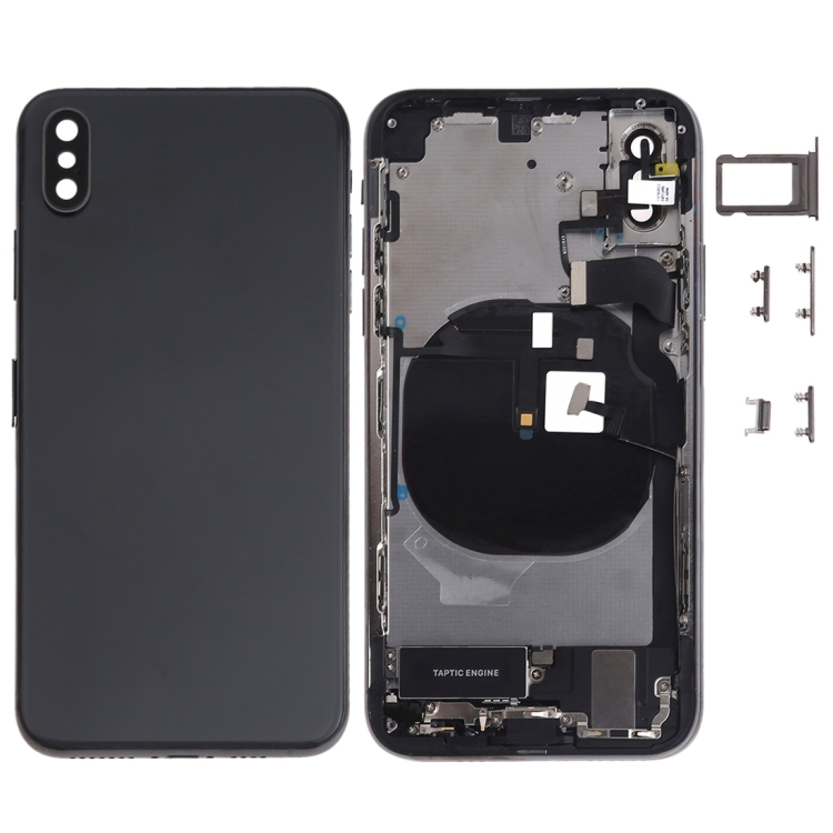 iPhone XS(검은색)용 배터리 후면 덮개 어셈블리(측면 키 및 스피커 링거 버저 및 모터 및 카메라 렌즈 및 카드 트레이 ...