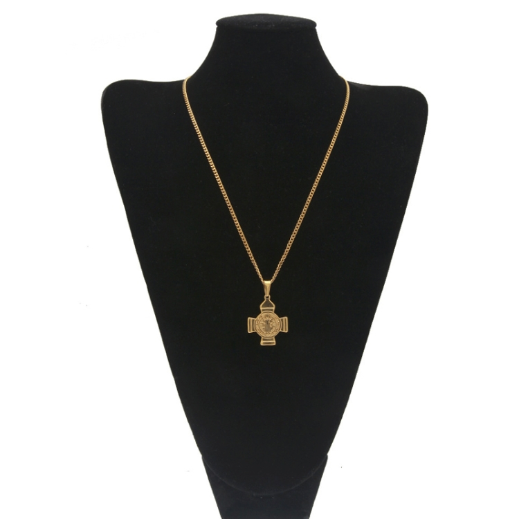 Saint Benedict Jesus Cross Exorcist Saint Pendant Necklace(Gold)