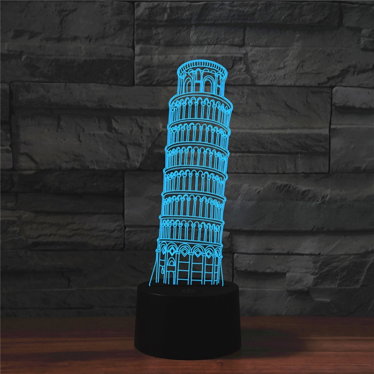 Paris Leaning Tower Shape โคมไฟตั้งโต๊ะ LED Vision Light สีสันสดใส 3D ...