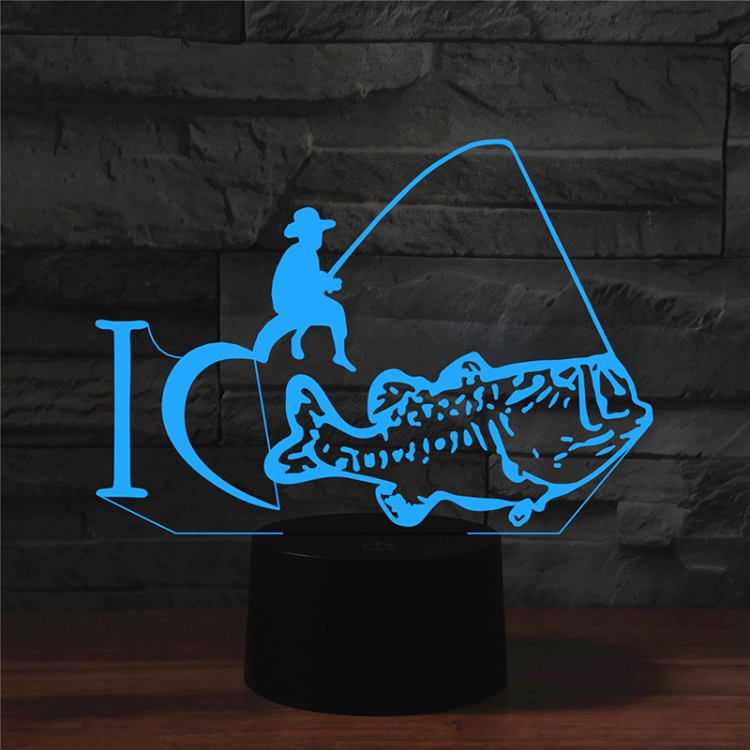 Fishing Shape 3D Colorful LED Vision Light Table Lamp, Charging Touch ...