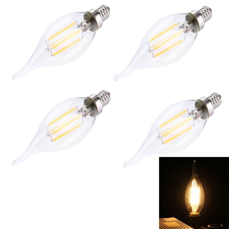 4 ชิ้น C35 E12 2.8 วัตต์หลอดไฟ LED แบบวอร์มไวท์ LED