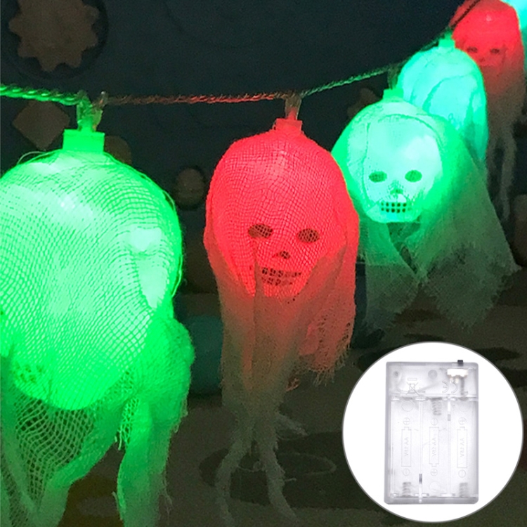 2.5m Gauze Ghost Head Design Colorful Light Halloween Series LED String ...