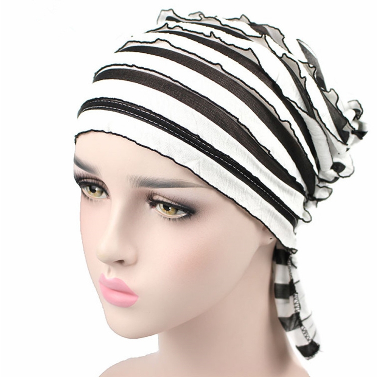 Muslim Stacking Cap Chiffon Fold Turban Cap Chemotherapy Cap (White ...