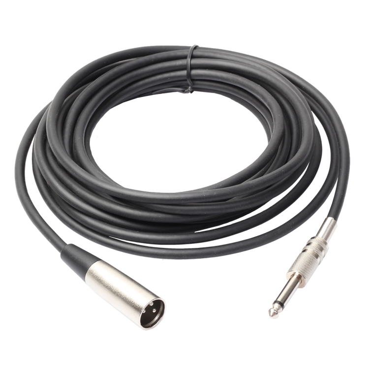 5m XLR 3-Pin Male to 1/4 inch (6.35mm) Mono Shielded Microphone Audio ...