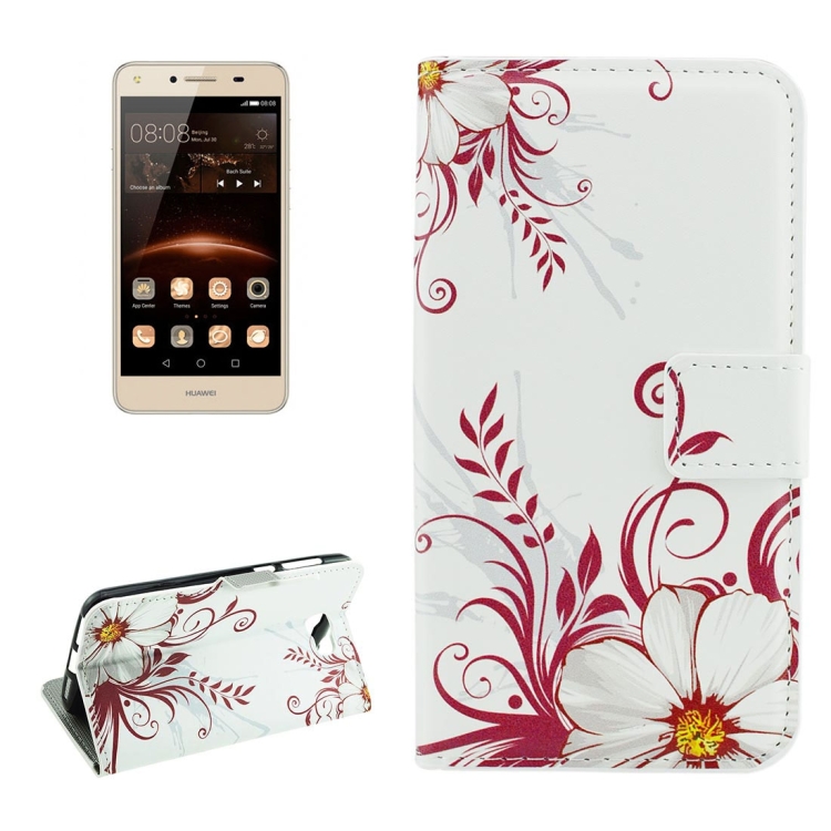 สำหรับ Huawei Y5 II Flower Buds Pattern ซองหนังพลิกแนวนอนพร้อมตัวยึดและ ...