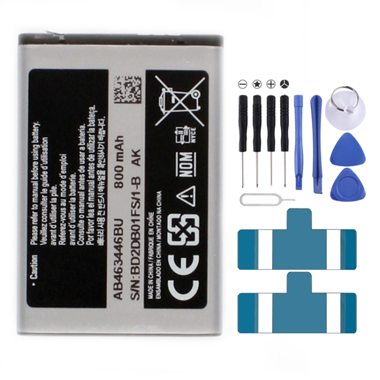 800mAh 충전식 리튬 이온 배터리 AB043446BE AB463446BU AB553446BU for Galaxy C3300K / X208 / B189 / B309 ...