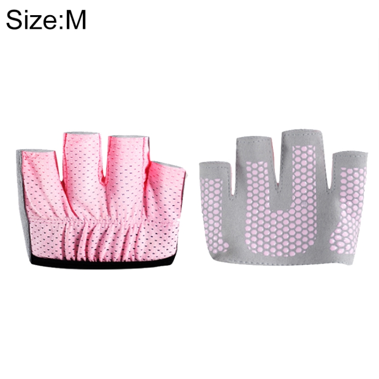 하프 핑거 요가 장갑 미끄럼 방지 스포츠 체육관 손바닥 보호대 크기 M 손바닥 둘레 18cm 로즈 레드