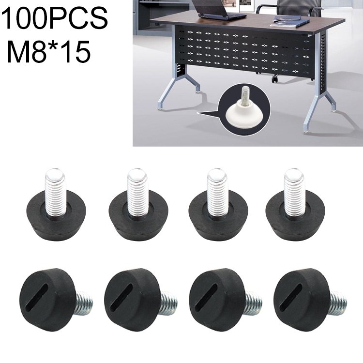 100 PCS Adjustable Foot Pad Furniture Screw Support Stub, M8x15