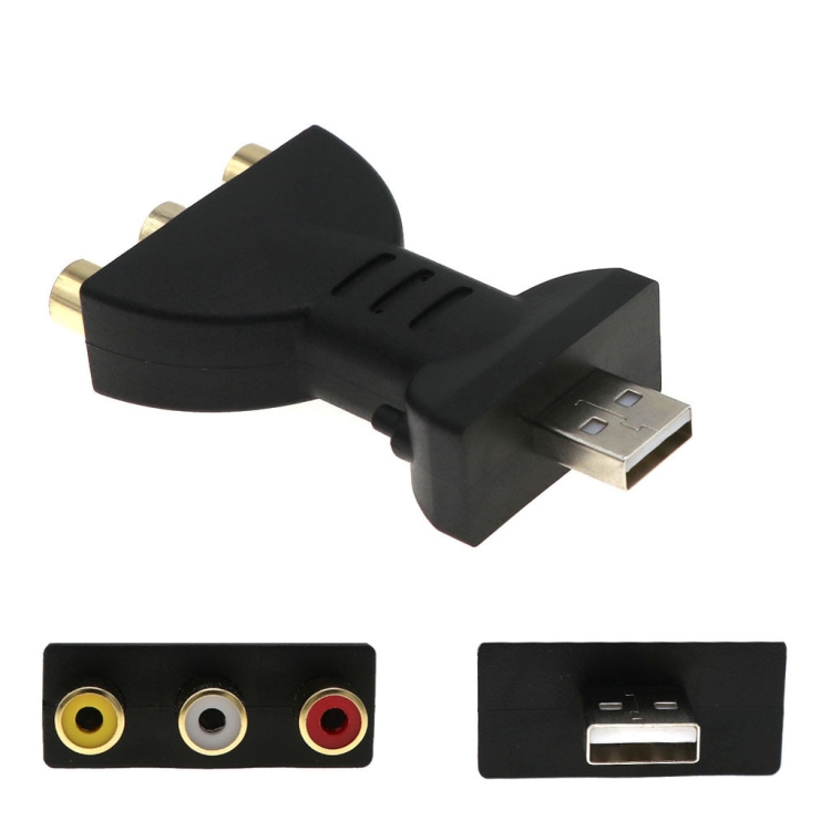 USB 2.0 Male to 3 RCA Gold-plated Video Audio Adapter AV Component ...