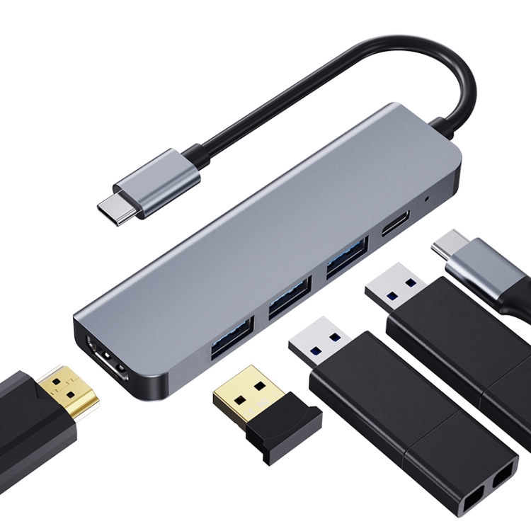 USB Hubs - 2008N 5 In 1 USB 3.0 x3 + HDMI + PD Multi-function ...