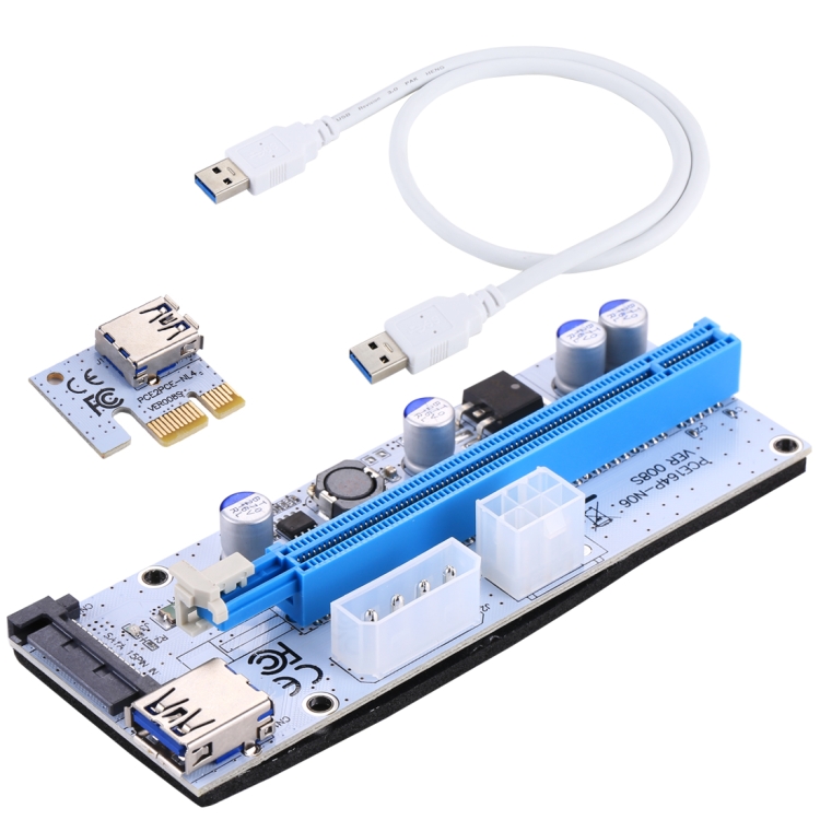 USB 3.0 PCI-E Express 1x to 16x PCI-E Extender Riser Card Adapter 15 Pin SATA Power with 60cm ...