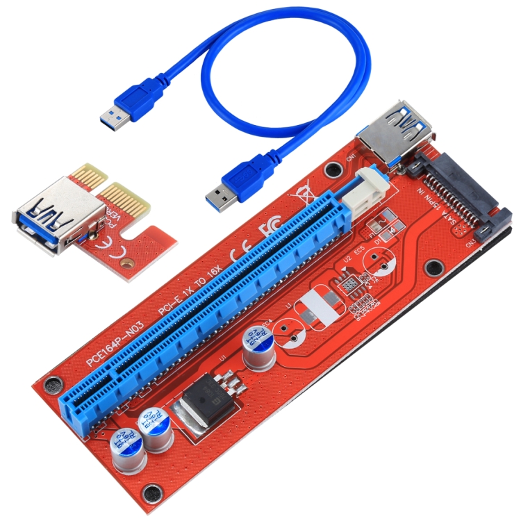 USB 3.0 PCI-E Express 1x to 16x PCI-E Extender Riser Card Adapter 15 ...