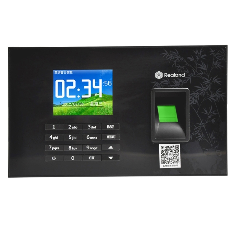 Realand A-C051 2.8 인치 컬러 TFT 스크린 지문 및 RFID 시간 출석, USB 통신 사무실 시간 출석 시계